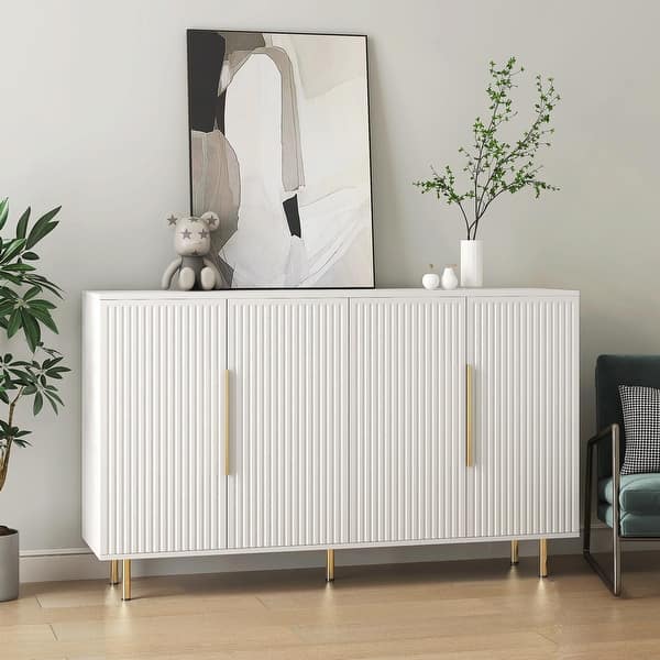 Modern Fluted Sideboard Buffet Cabinet with Adjustable Shelves and ...