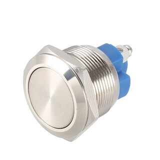 Latching Metal Push Button Switch Flat Head 22mm Mounting Dia 1NO 1pcs ...