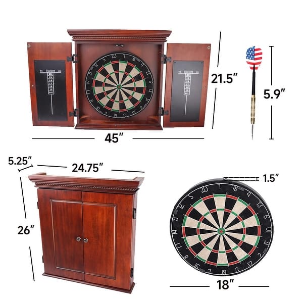 GSE™ Premium Solid Wood Dart Board Cabinet Set with Sisal/Bristle ...