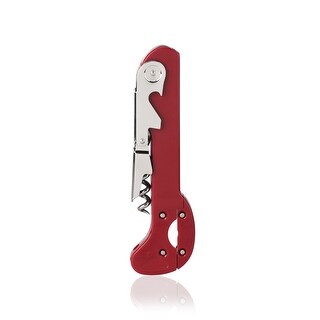 True Recoil Double Hinged Corkscrew, Burgundy Wine Key with Extendable ...
