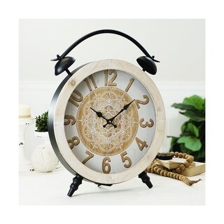 Metal Large Table Clock Brown - (WxHxL): 15.50 x 20.50 x 2.50in - Bed ...