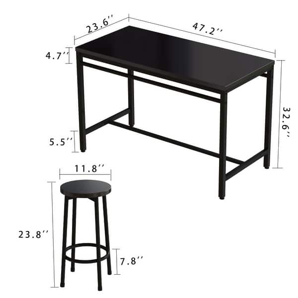 Black 5-piece Metal frame and MDF Rural Kitchen Table with Four Bar ...