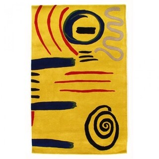 Modern Hand Tufted Wool Yellow Area Rug - 4' X 6' - 4' X 6' - Bed Bath ...