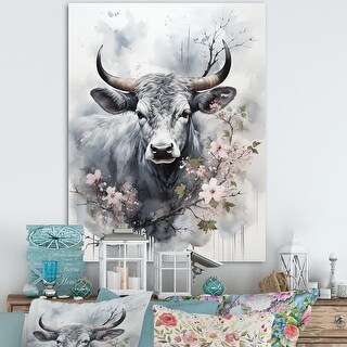 Designart "Asian Art Cow Sumi V" Asian Art Canvas Prints - Bed Bath ...
