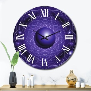 Designart "Space Atom Nucleus In Deep Purple" Fractals Oversized Wall ...