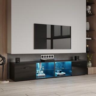 Modern Black Rectangle TV Stand with LED-changing - Bed Bath & Beyond ...