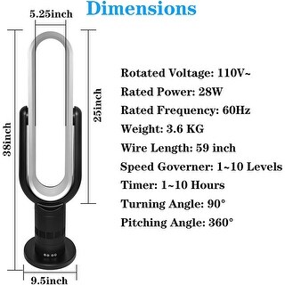 HealSmart Sufficient size bladeless fan, standing fan, towel fan, 10 ...