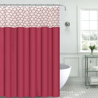 Empire Faux Silk Fabric Shower Curtain Embroidered Sheer 70" x 72" Red ...