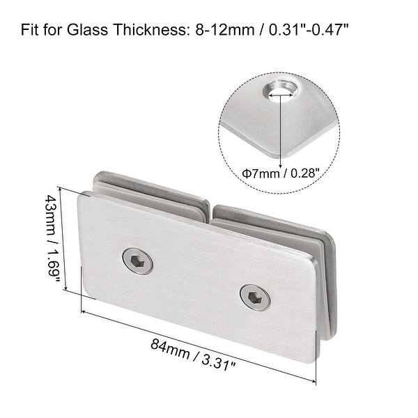Square Glass Clamp Adjustable 8-12mm Thick 180 Degree Double Side Clip ...