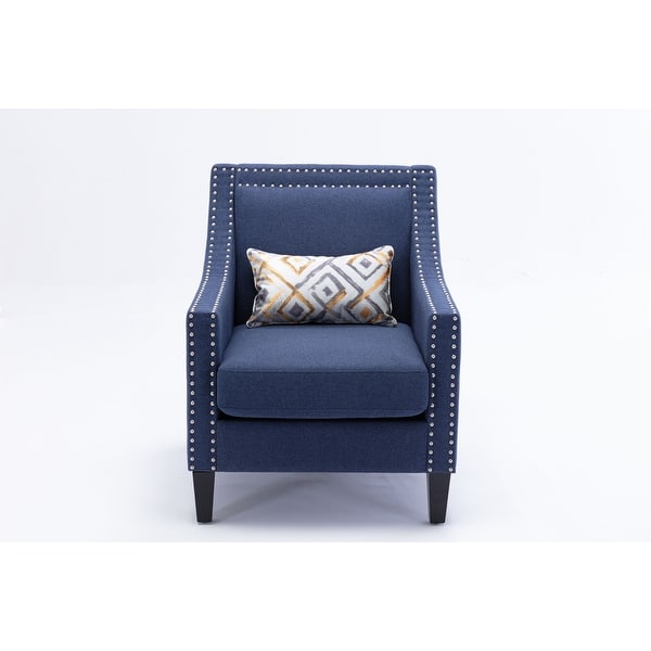 Modern Leisure Curved Edges Barrel Chair with Nailheads and Solid Wood ...