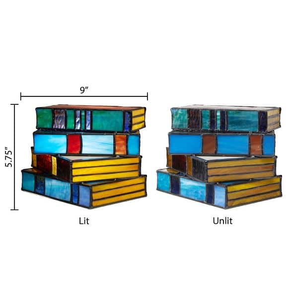 River of Goods Multi-colored Stained Glass Stack of Books Accent Lamp ...