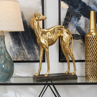 The Novogratz Gold Resin Tall Greyhound Dog Sculpture with Brown Base ...