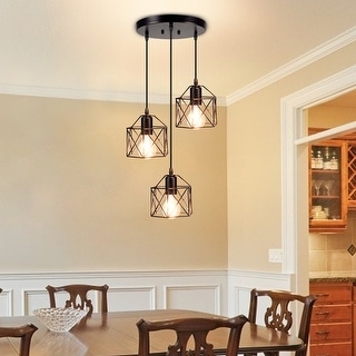 Cage Shade 3-Light Pendant Light Flush Mounted Adjustable - N/A - Bed ...