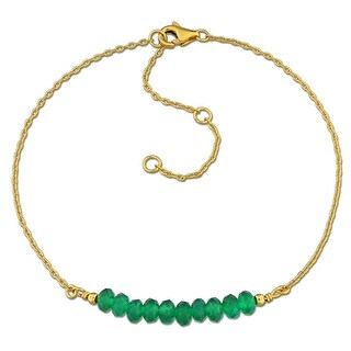 Miadora 5/8ct TGW Green Onyx Bead Bar Bracelet in Yellow Plated ...