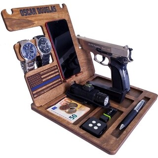 Personalized Wood Phone Docking Station Gun Key Holder Wallet Stand ...