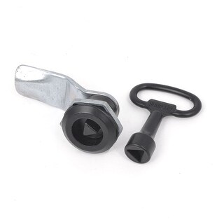 Black Cabinet Door Metal Triangle Plane Cam Lock w Key - Silver Tone ...