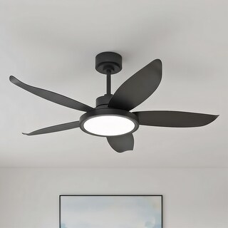 Ceiling Fan with LED Light and Remote Control, 5-Blade DC Motor - Bed ...