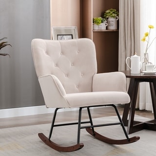 Modern Upholstered Rocking Accent Rocker Chair, Comfortable Living Room ...