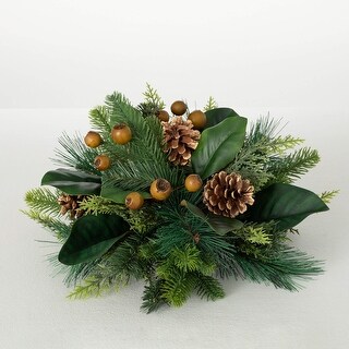 10"H Sullivans Artificial Christmas Mixed Pine Magnolia Orb, Green ...