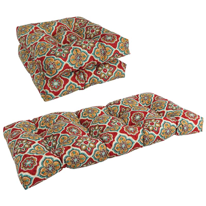 Tufted Indoor/Outdoor Settee Cushion Set (Set of 3) - 19 x 19/19 x 42 ...