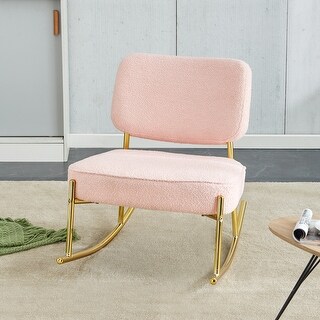 Mid-Century Modern Rocking Chair Pink Cushioned Rocking Chair - Bed ...