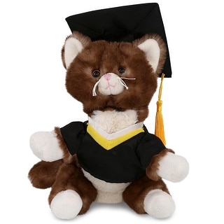 DolliBu Brown Cat Graduation Plush Toy with Gown and Cap with Tassel ...