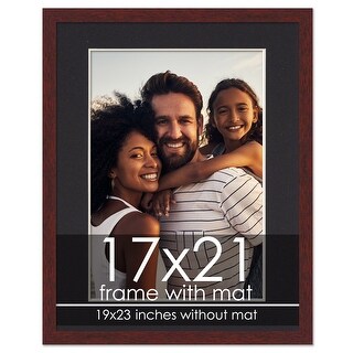 17x21 Frame with Mat - Brown 19x23 Frame Wood Made to Display Print or ...
