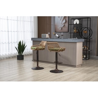 Bar Stools Square Seat Low Back Adjustable Tall Stools, Set of 2 - Bed ...