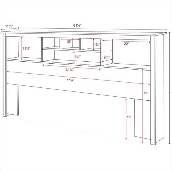 Daily Boutik King size Bookcase Headboard in Black Wood Finish - Bed ...