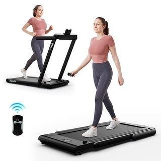 Compact 2.25HP Foldable Treadmill with Dual LED Display and Remote ...