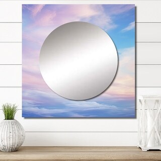 Designart "Pink Sky Photo Celestial Symphony II" Sky Wall Mirror ...