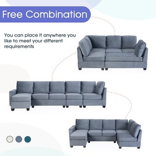 L Shape Sectional Sofa Freely Combinable Sofa w/Convertible Chaise ...