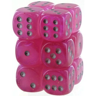 Borealis Pink/silver 16mm d6 Luminary Dice Block (12 Dice) - Bed Bath ...