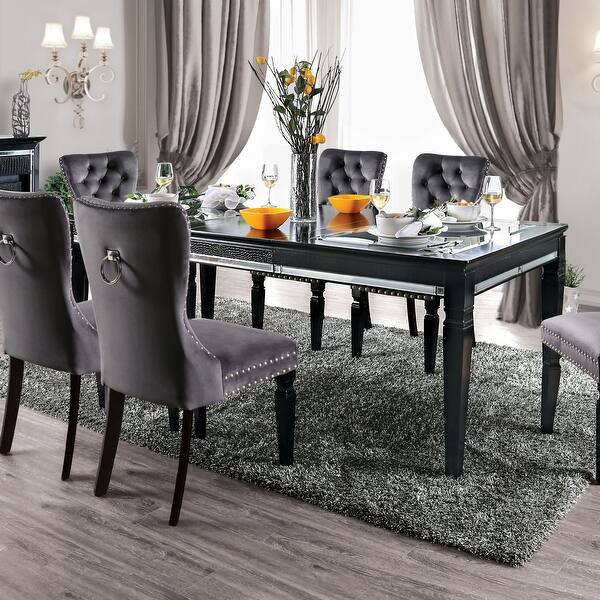 Silver Orchid Amann Contemporary Black 84-inch Glass Top Dining Table ...