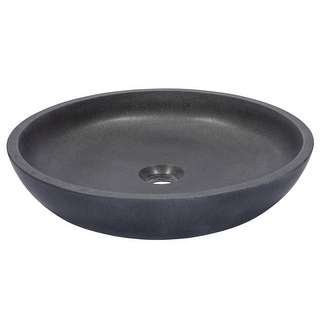 Shallow Round Vessel Sink in Lava Stone - Black - Bed Bath & Beyond ...