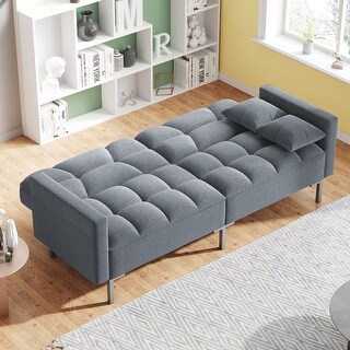 74.75" Convertible Folding Futon Sofa Bed Linen Comfortable Upholstered ...