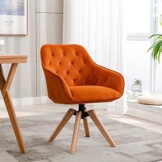 Modern Home Office Desk Chair, Solid Wood Tufted Upholstered Computer ...
