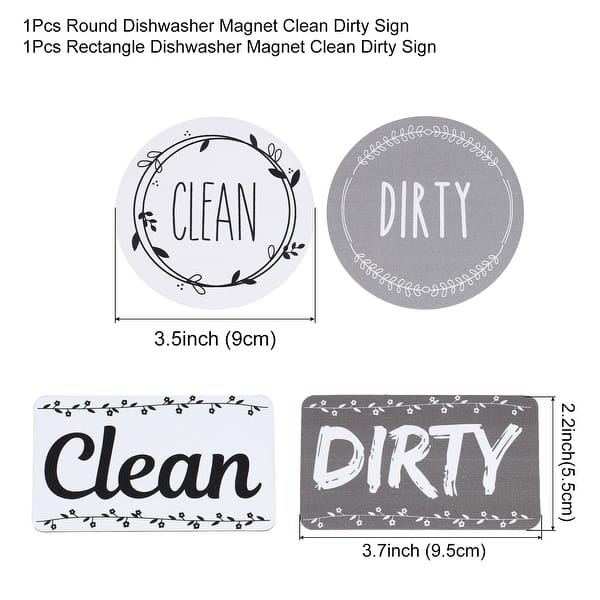 Dishwasher Magnet Clean Dirty Sign Gray-White Double-sided Use 1set ...