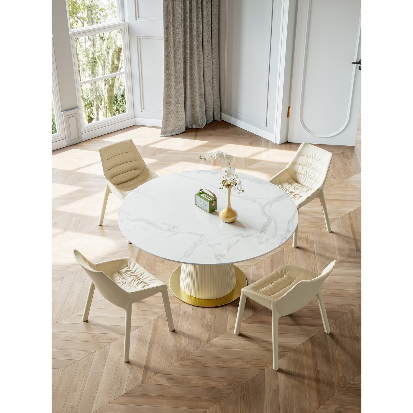 Lesly Modern Oval White 55.11 in. Dining Table (4 Seats) - 55.11 ...