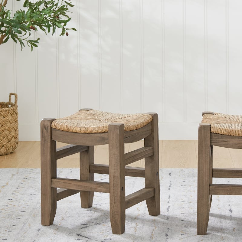 Carbon Loft Cimorene 18-inch Wood Stool with Rush Seat - Overstock ...