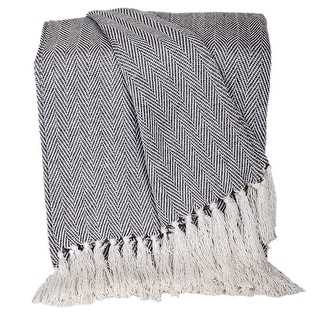 Beautiful Gray Cotton Handloomed Throw from Parkland Collection - Bed ...