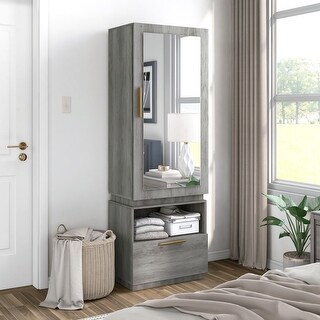 Cano Vintage Grey Oak 72-inch Armoire with Mirrored Door - Bed Bath ...