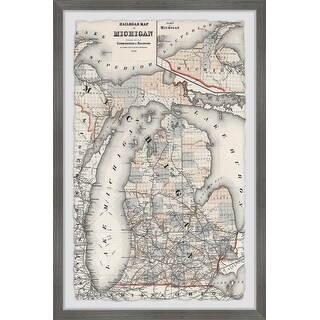 'Railroad Map of Michigan' Framed Painting Print - Bed Bath & Beyond ...