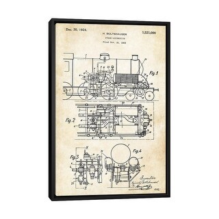 iCanvas "Steam Locomotive" by Patent77 Framed - Bed Bath & Beyond ...