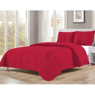 Red Cal-King Size 3 Piece Quilt Set & Pillow Shams Soft Plush Cozy ...