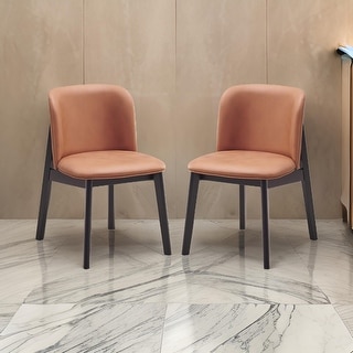 Iora 22 Inch Side Dining Chair Set of 2, Ergonomic, Brown Fabric, Black ...