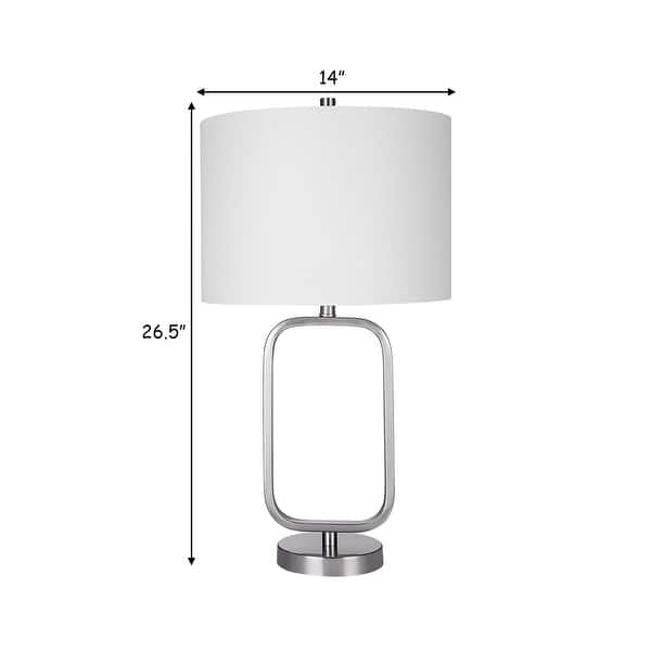 27 Inch Metal Table Lamp, Rectangular Base, Silver, White - Bed Bath ...