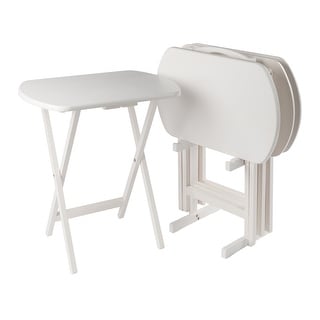 Corbett 4 Snack Tables with Stand White Finish - Bed Bath & Beyond ...