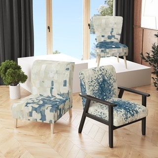 Designart "Geometric Blue Spots" Upholstered Modern Accent Chair - Arm ...