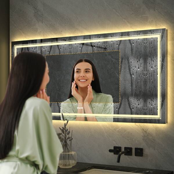 Extra Large LED Lighted Bathroom Mirror Wall Anti-Fog Vanity 3 Colors ...